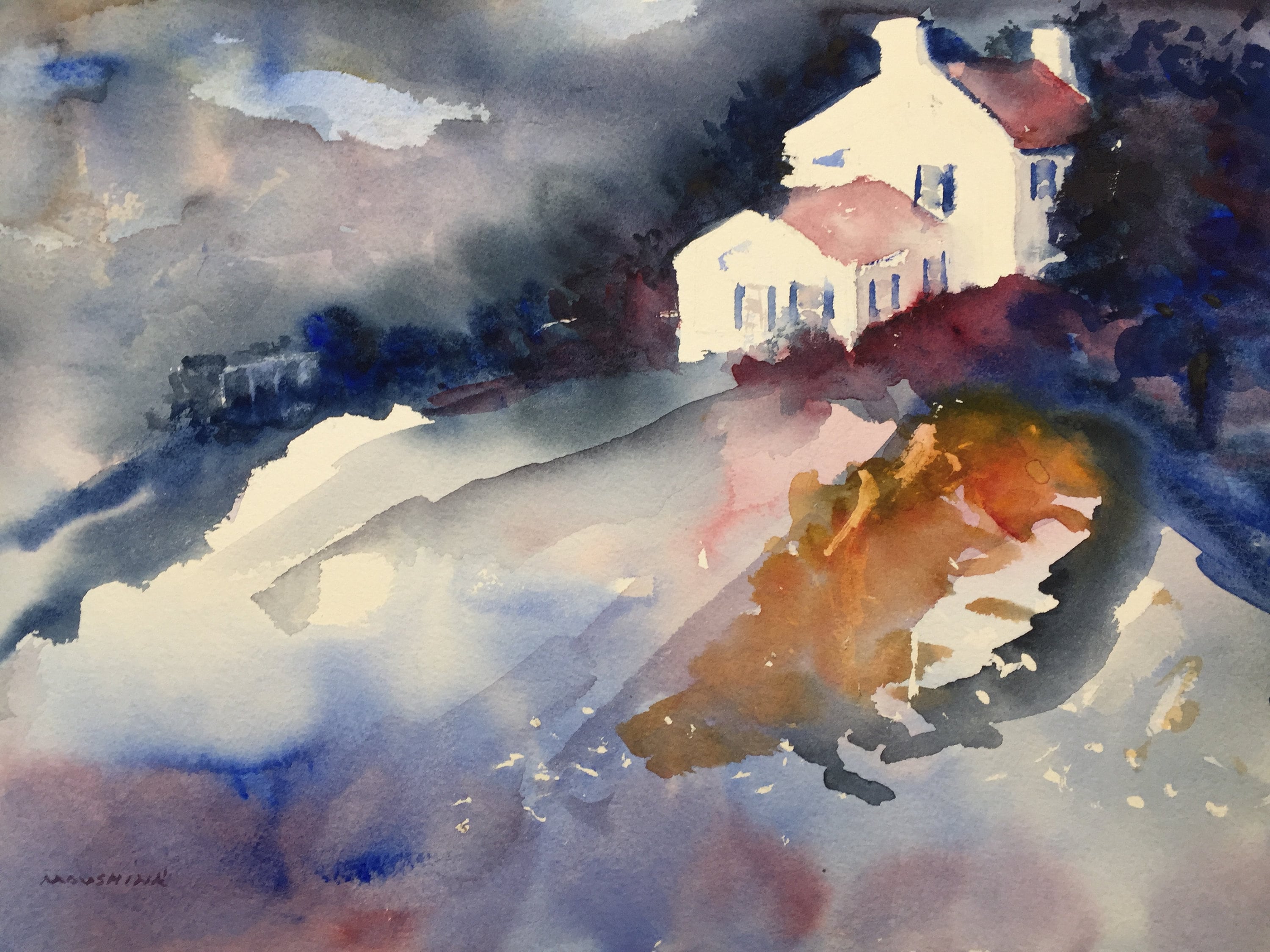 Original Dramatic Landscape Watercolor Painting by Marina Movshina - Etsy