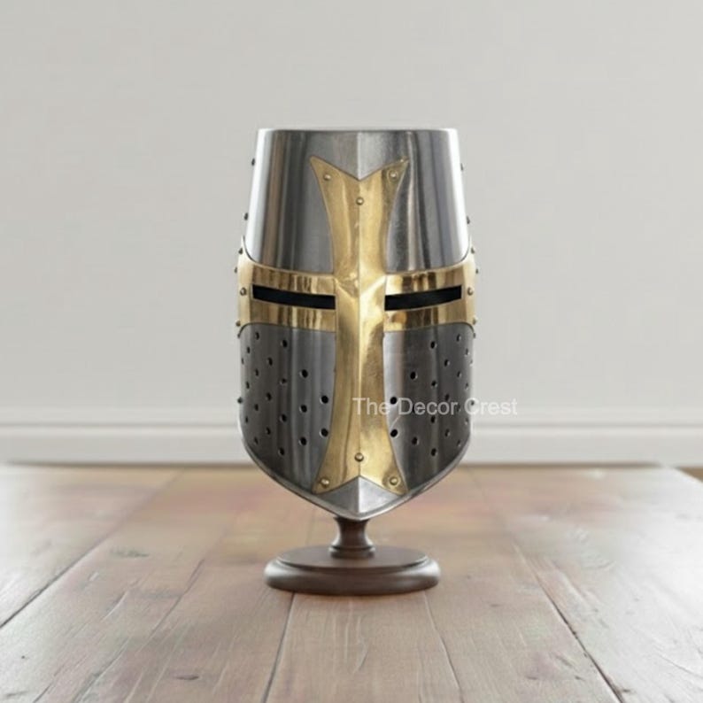 Crusader Medieval Knight Helmet - Man Cave, Office, Home Decor Prop ...