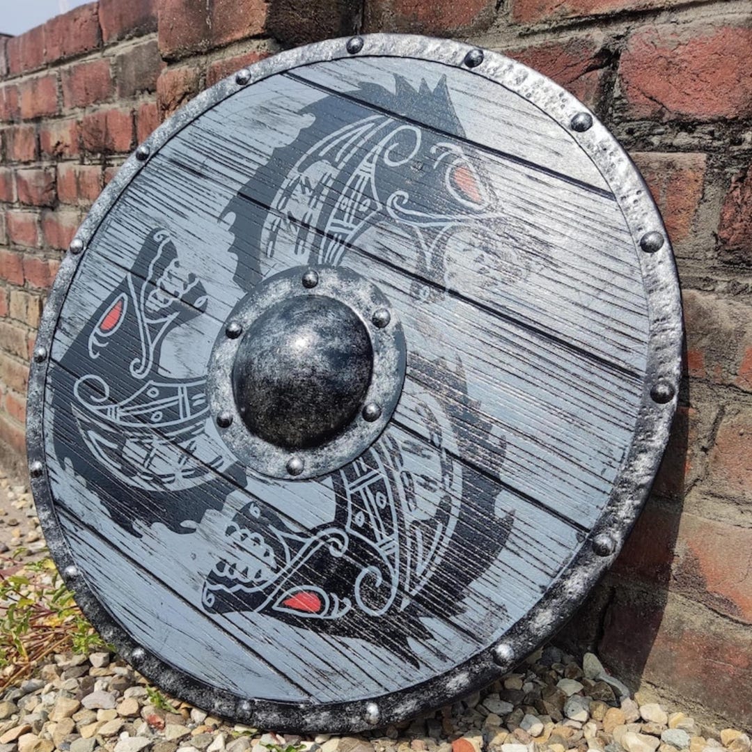 Wooden Fennir Grey Shields, Home Decorational Shield Viking Dragon ...