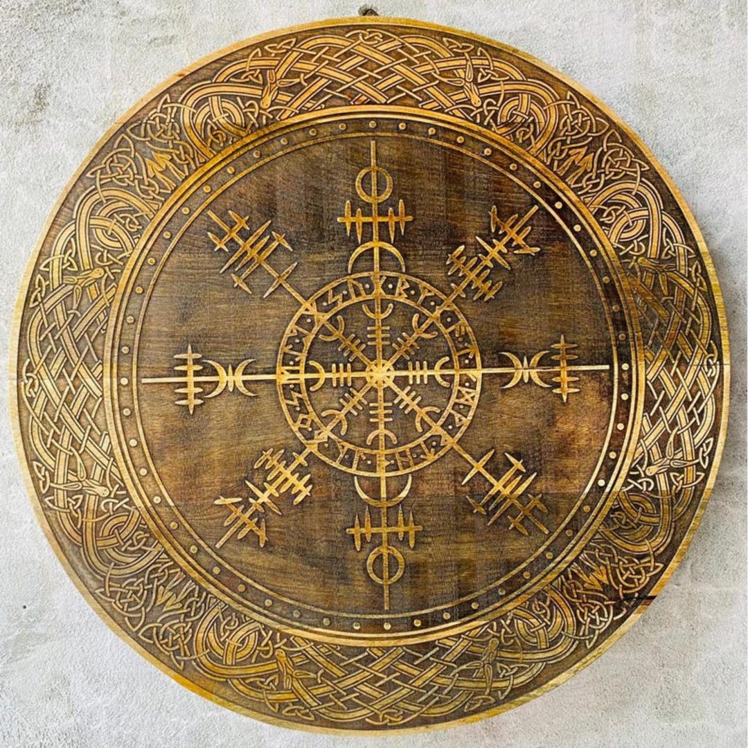 Handcarved Viking Shield Fenrir's Wrath Handcrafted Viking Shield Norse ...