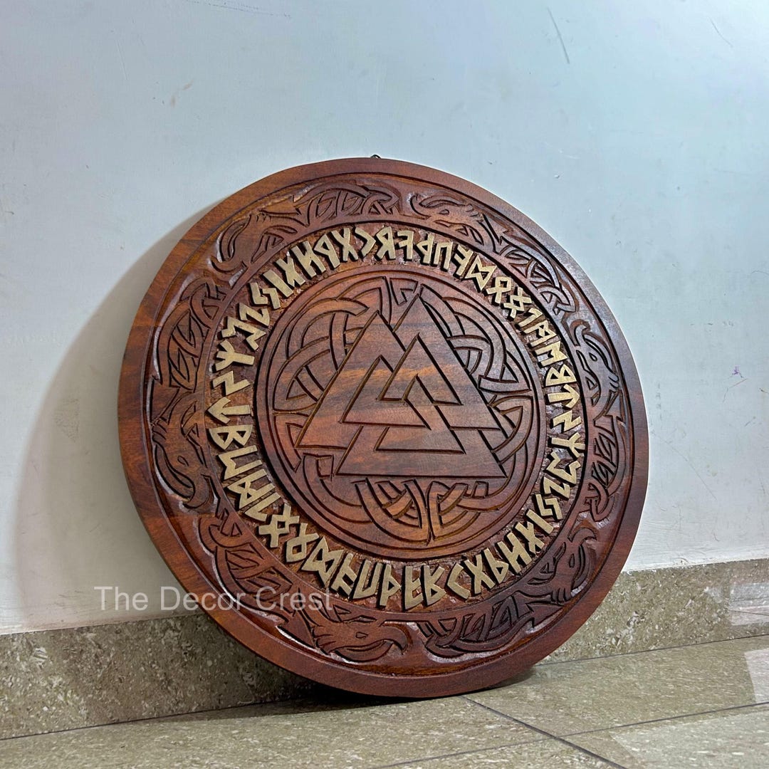 Handmade Valknut Viking Shield With Elder Futhark Runes – Norse ...