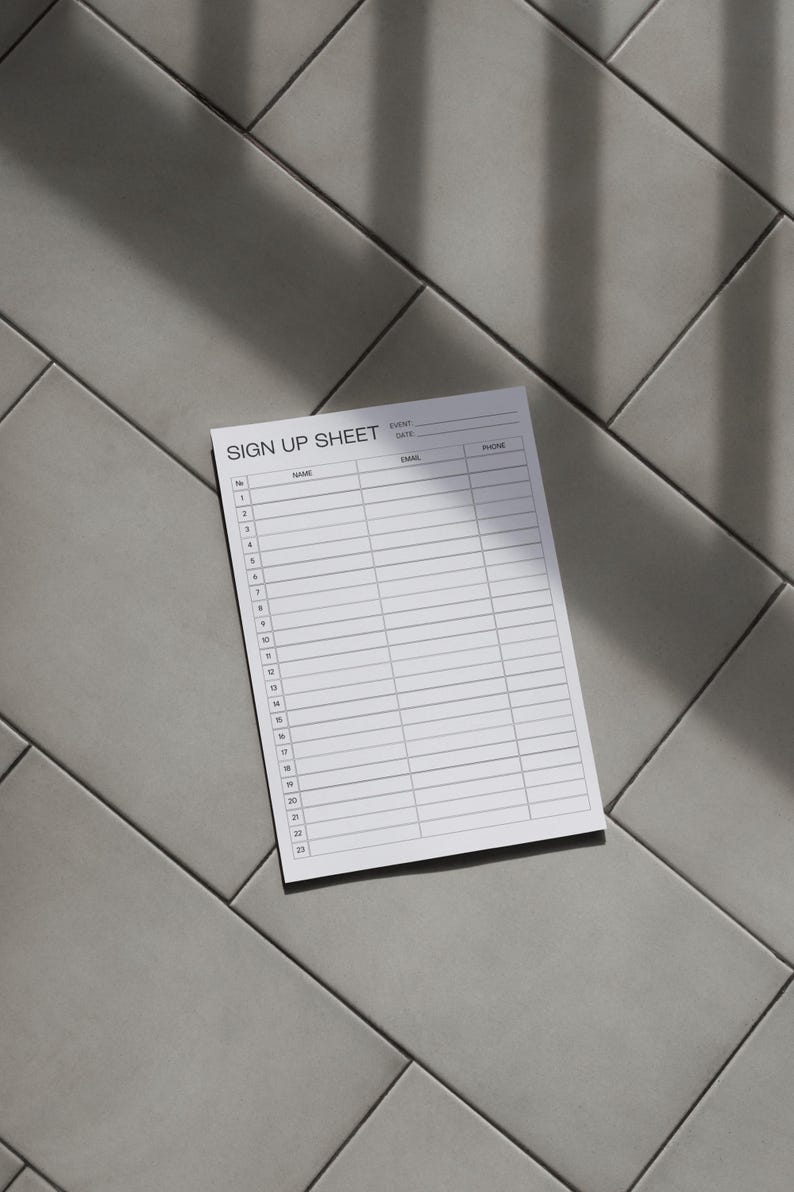 Minimalist Sign up Sheet Form, Printable Attendance Sheet, Event ...