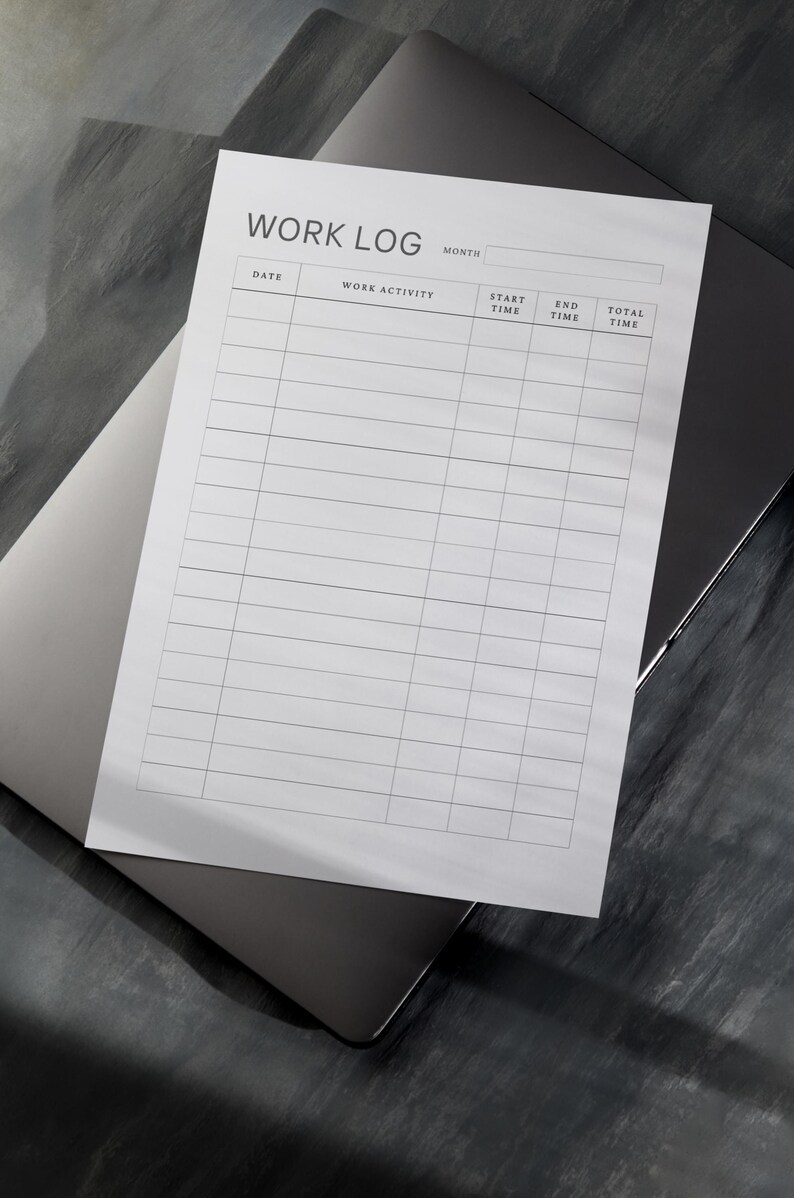 Printable Work Log Tracker: Employee Timesheet Planner (PDF Download ...