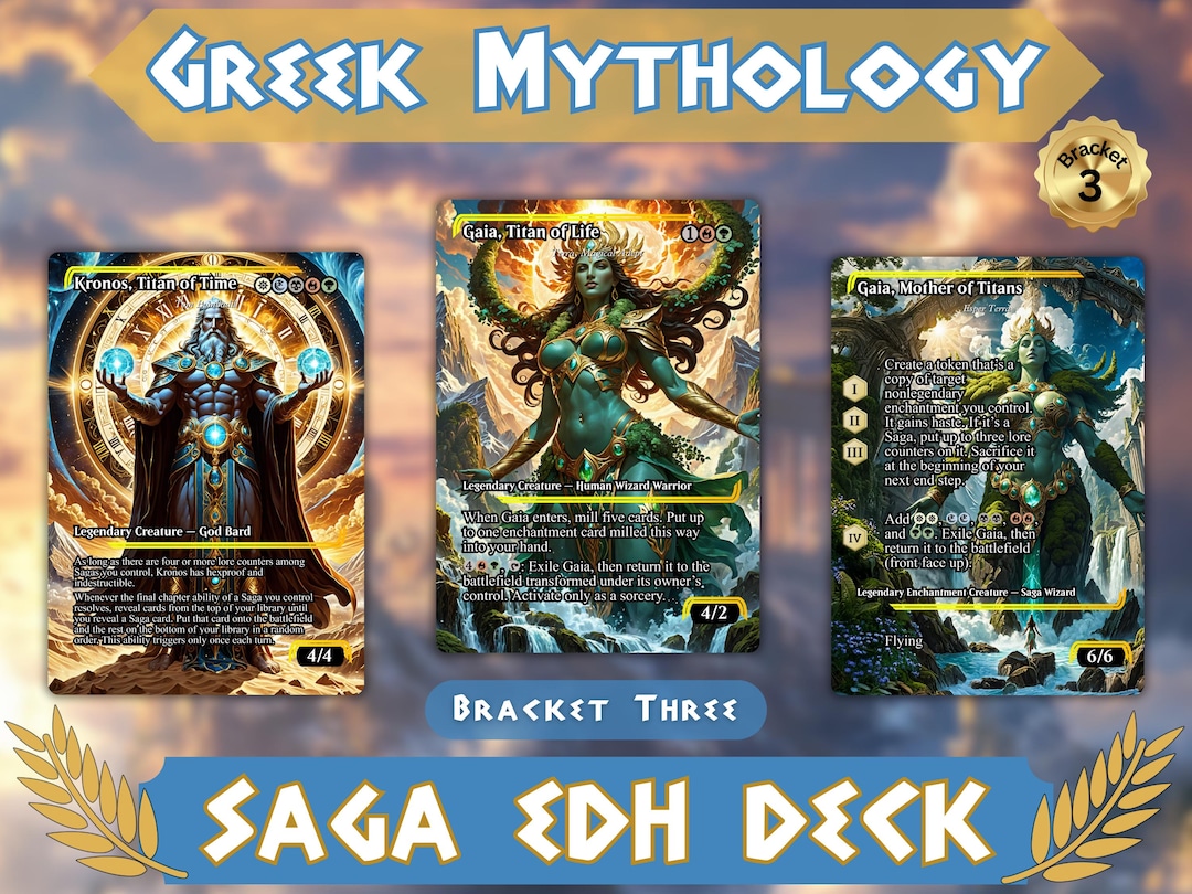 Custom Greek Mythos Themed Saga EDH Proxy Alt-art Deck. Ready to Play ...