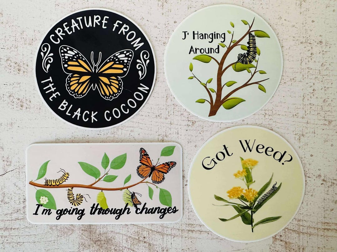 Set of 4 Funny Monarch Caterpillar Stickers - Etsy
