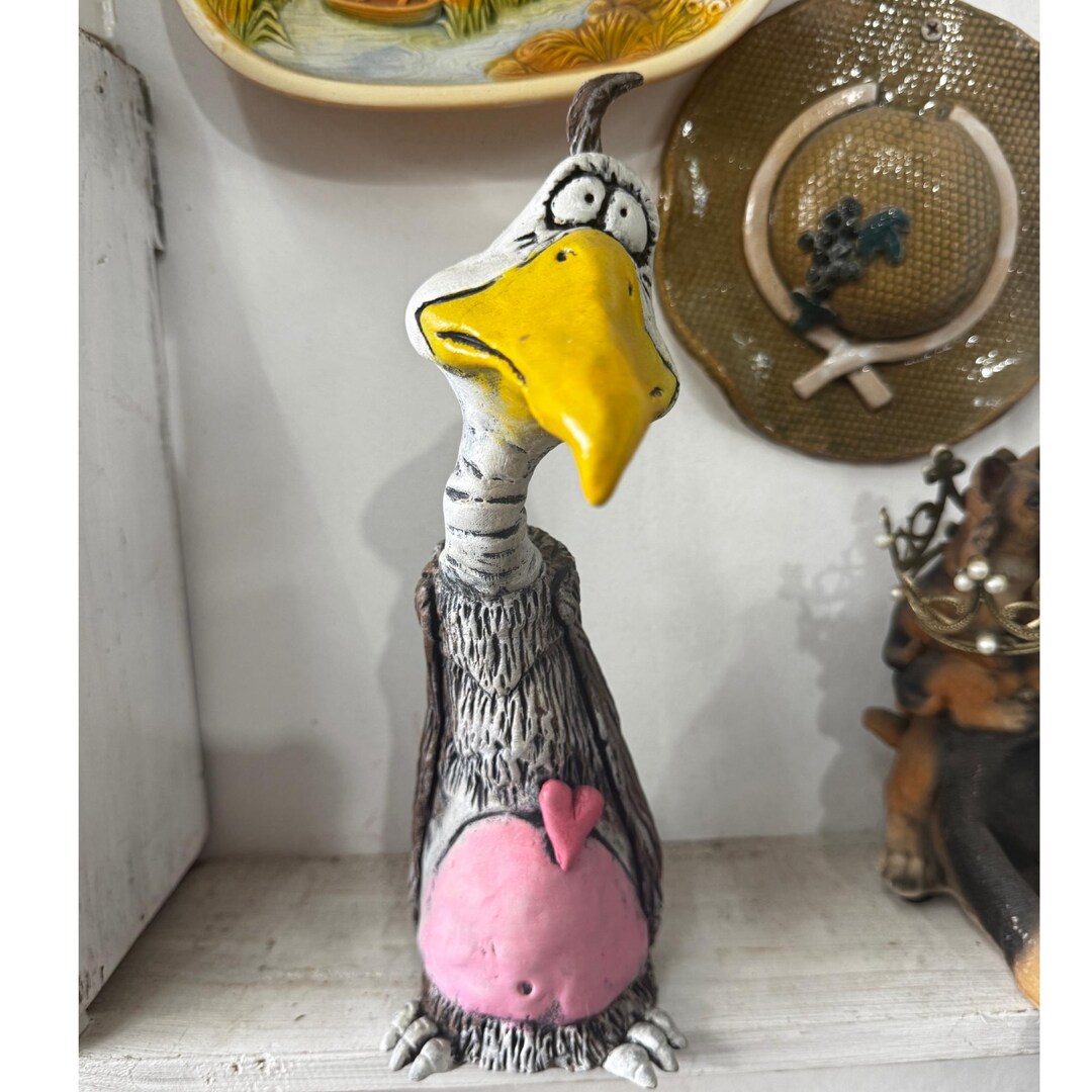 Quirky Funny Cartoon Vulture, Epoxy Resin Bird Figurine – Handcrafted ...