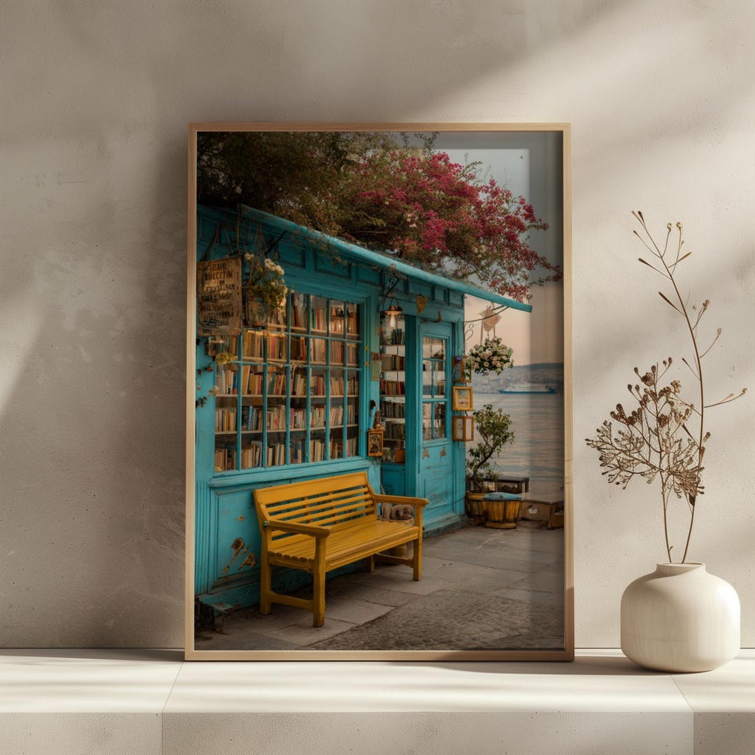 Anime Style Bookstore Wall Art Print | Cozy Bookshop Digital Poster for ...