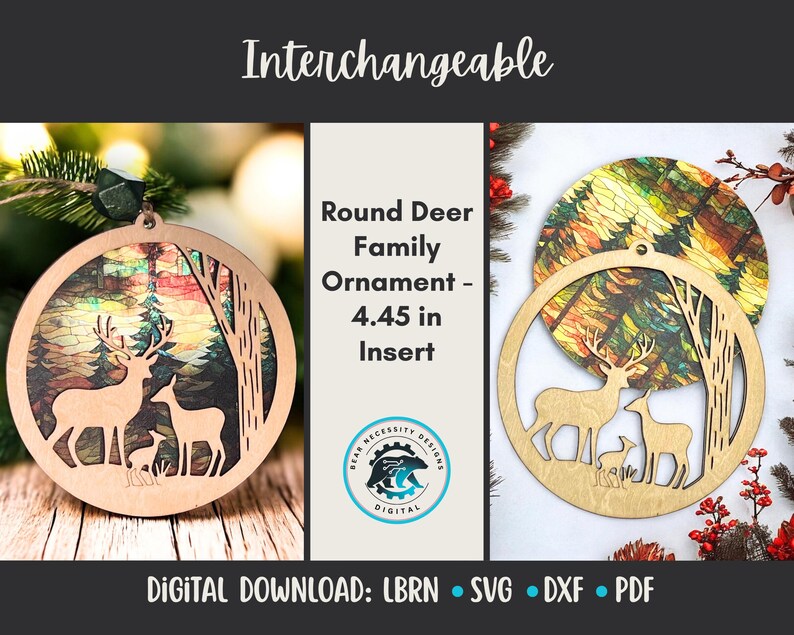 Deer Family Ornament SVG | Interchangeable Woodland Laser Cut File ...