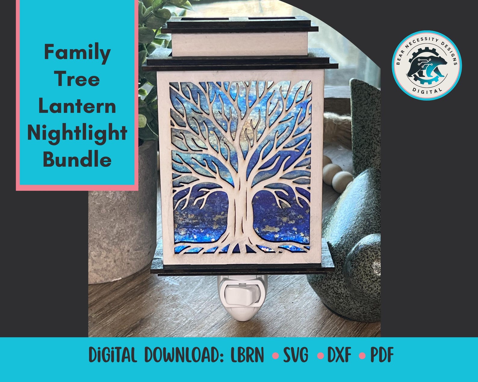 Family Tree Lantern Nightlight SVG | Personalized Laser Cut File ...