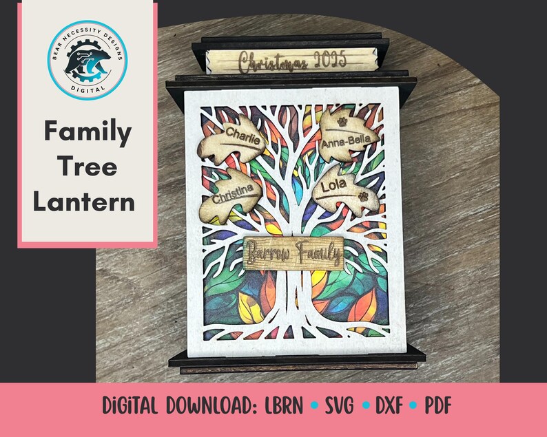 Family Tree Lantern SVG – Laser Cut File – Personalized Christmas Gift ...