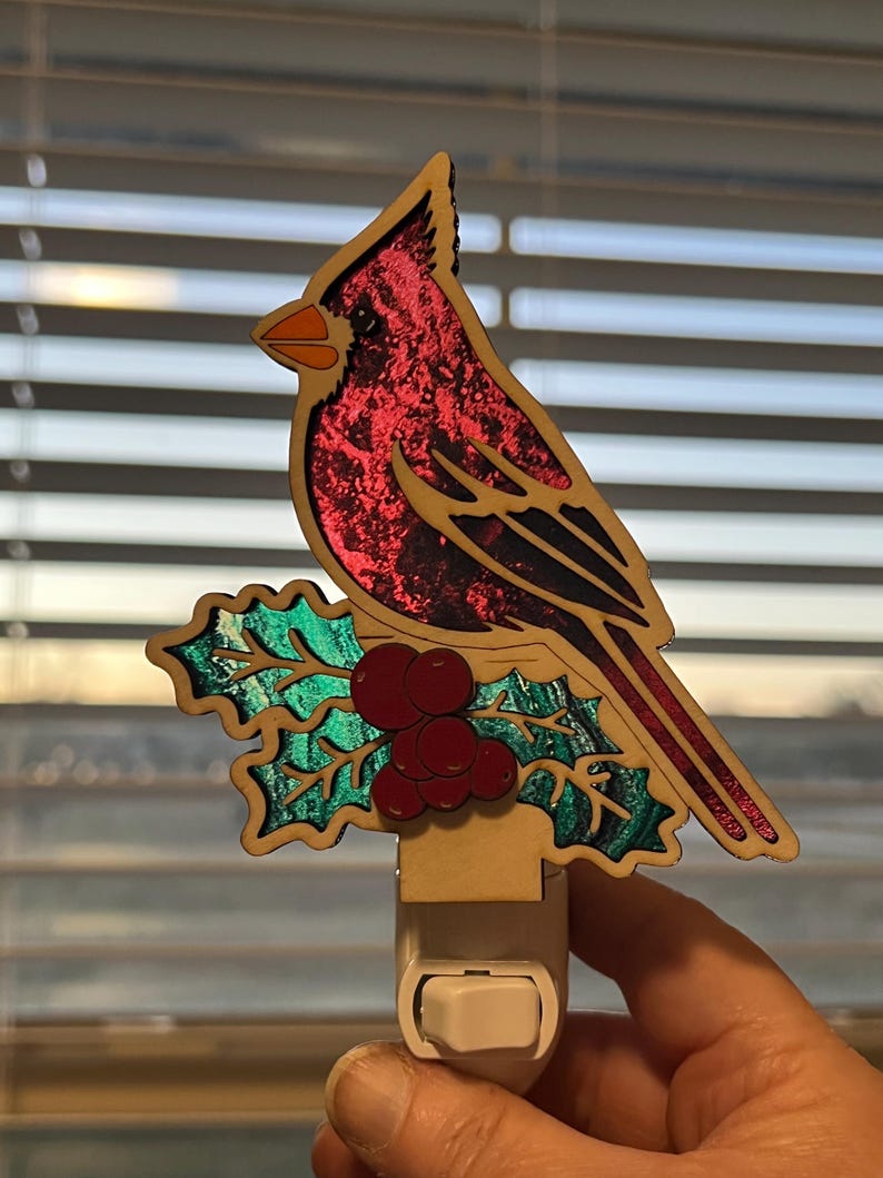 Cardinal Nightlight SVG, Redbird Nightlight Laser File, Christmas Night ...