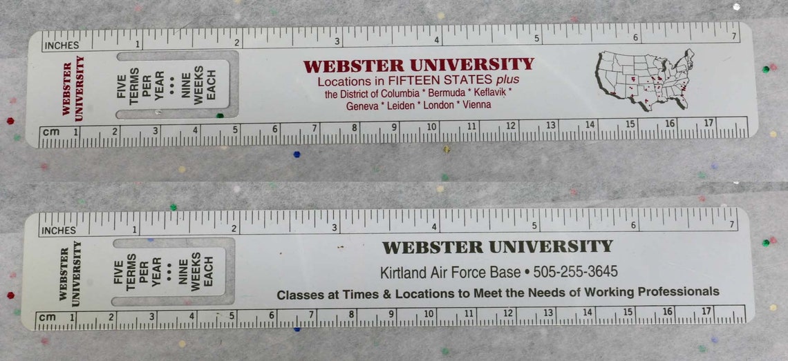 WEBSTER UNIVERSITY • Flexible Bookmark Ruler • Kirtland Air Force Base ...