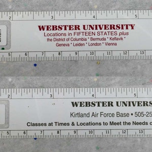 WEBSTER UNIVERSITY • Flexible Bookmark Ruler • Kirtland Air Force Base ...