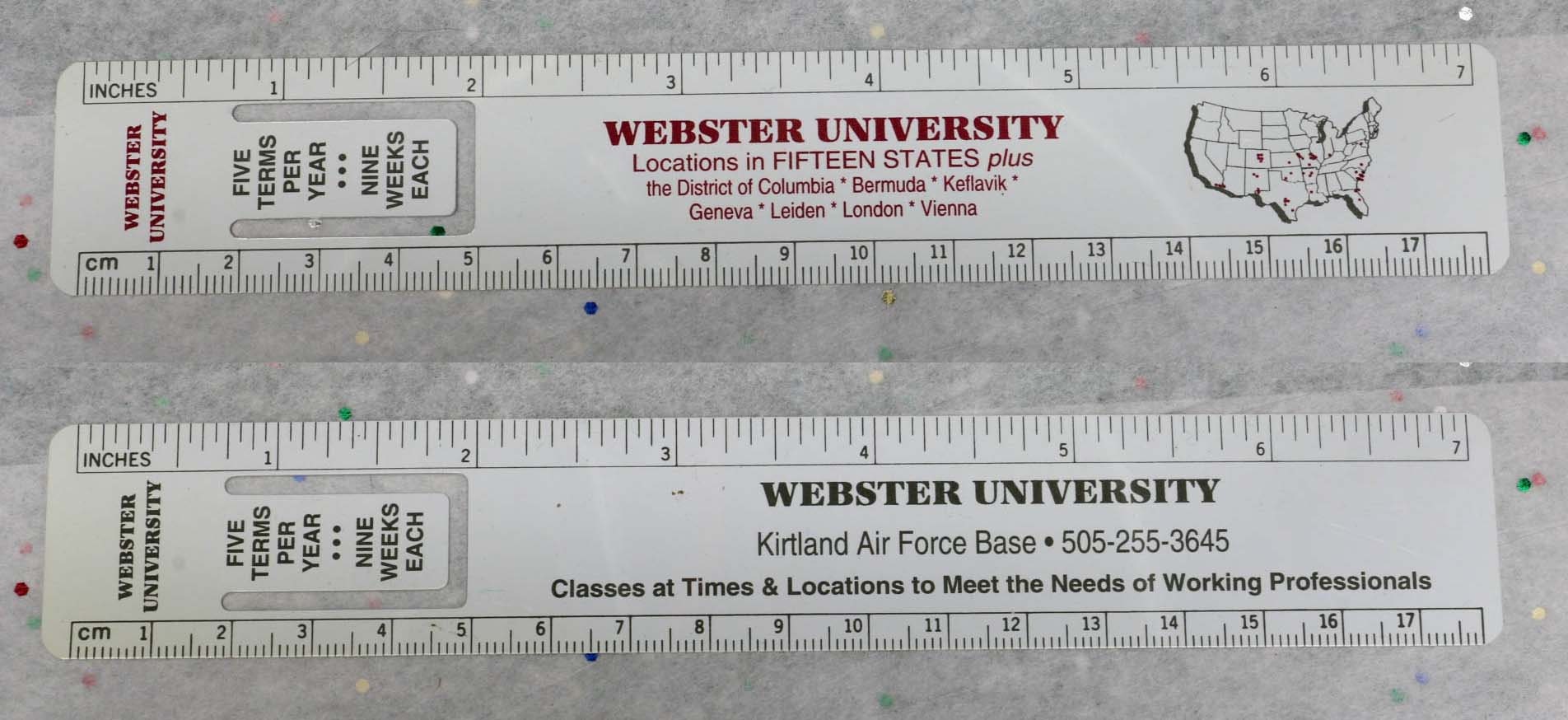 WEBSTER UNIVERSITY • Flexible Bookmark Ruler • Kirtland Air Force Base ...