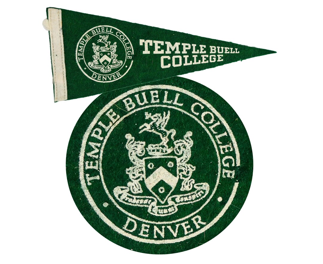 Rare 1960s Temple Buell College Felt Pennant Defunct Colorado Women’s ...