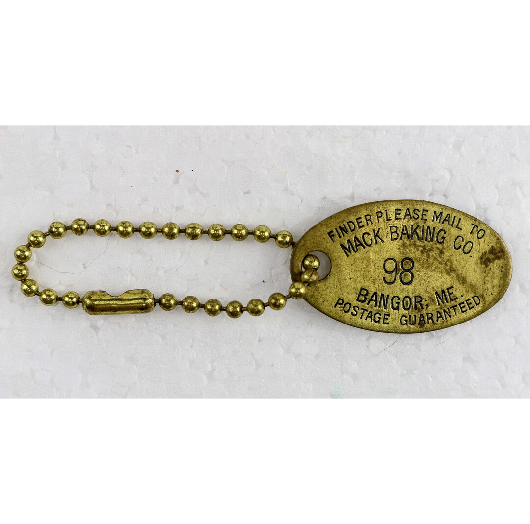 Industrial Vintage Brass/tool/key Tag Number 98 MACK BAKING CO. Bangor ...