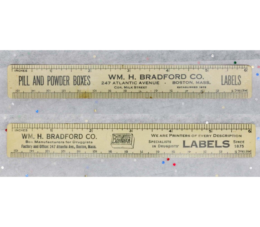 Antique Celluloid Ruler WM H. BRADFORD Co Druggists Pill and Powder ...