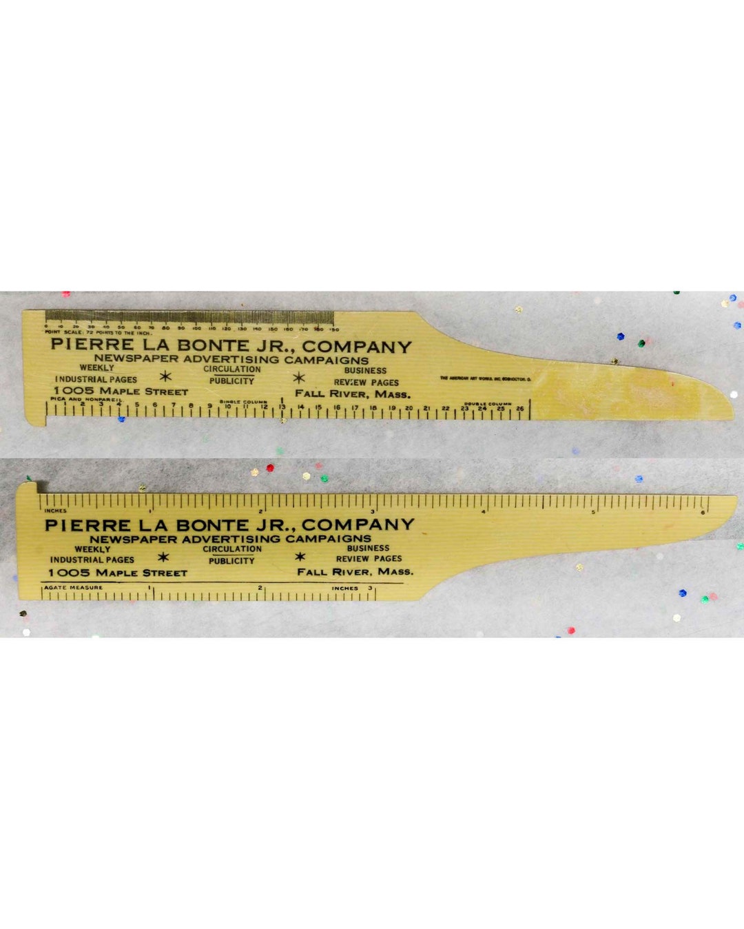 PIERRE LA BONTE Jr., Co • Antique Celluloid Letter Opener-ruler Printer ...