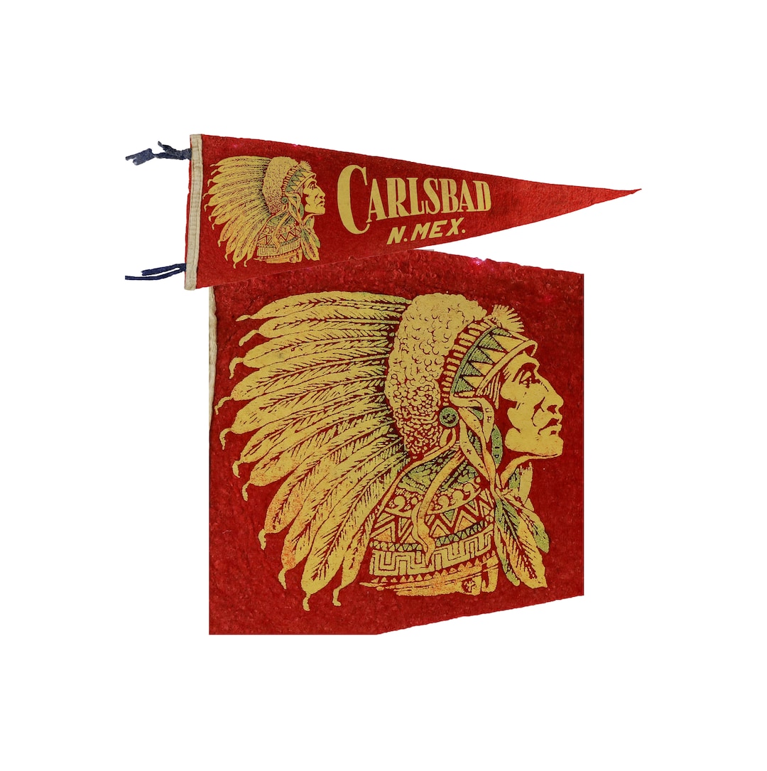 New Mexico Souvenir Antique Large Felt Pennant CARLSBAD, N.MEX. Native ...