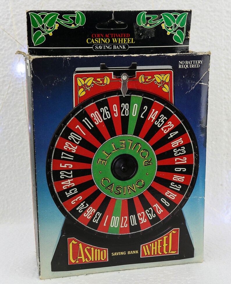 Vintage Casino Wheel Roulette Wheel Mechanical Coin Bank With Original ...