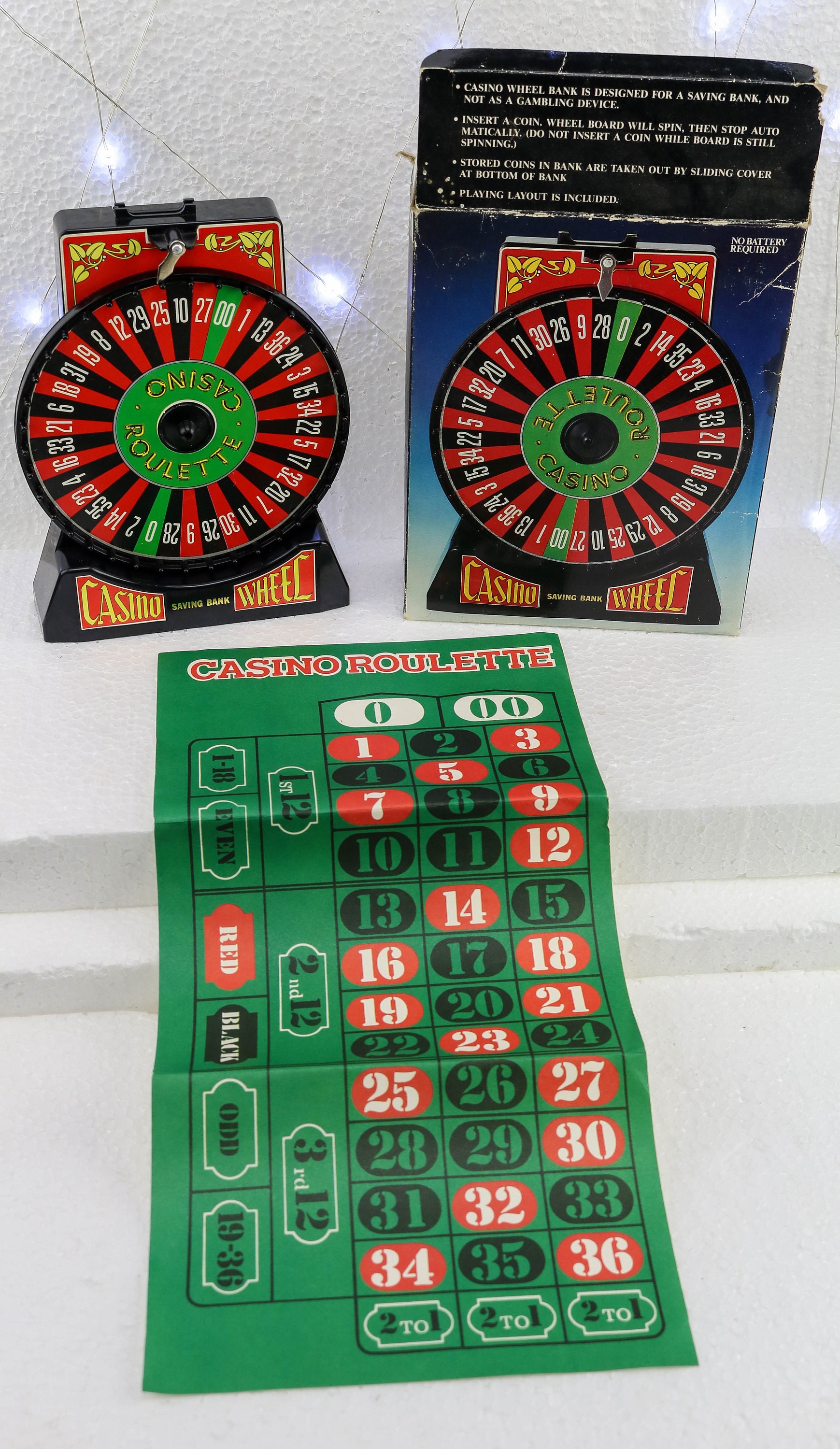 Vintage Casino Wheel Roulette Wheel Mechanical Coin Bank With Original ...