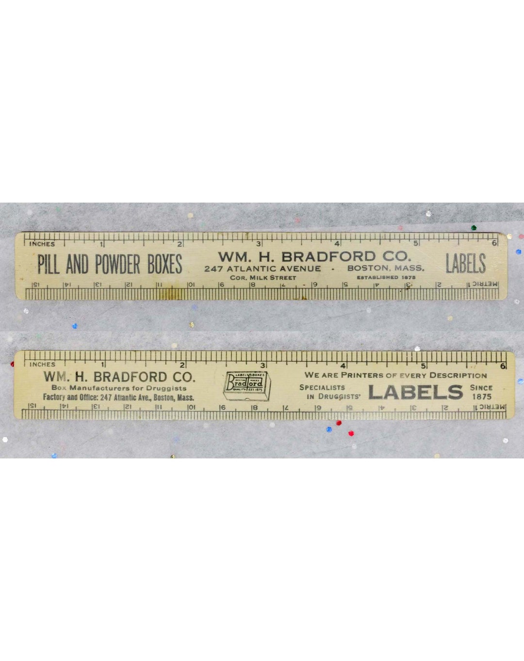 Antique Celluloid Ruler • WM H. BRADFORD Co • Druggists’ Pill and ...