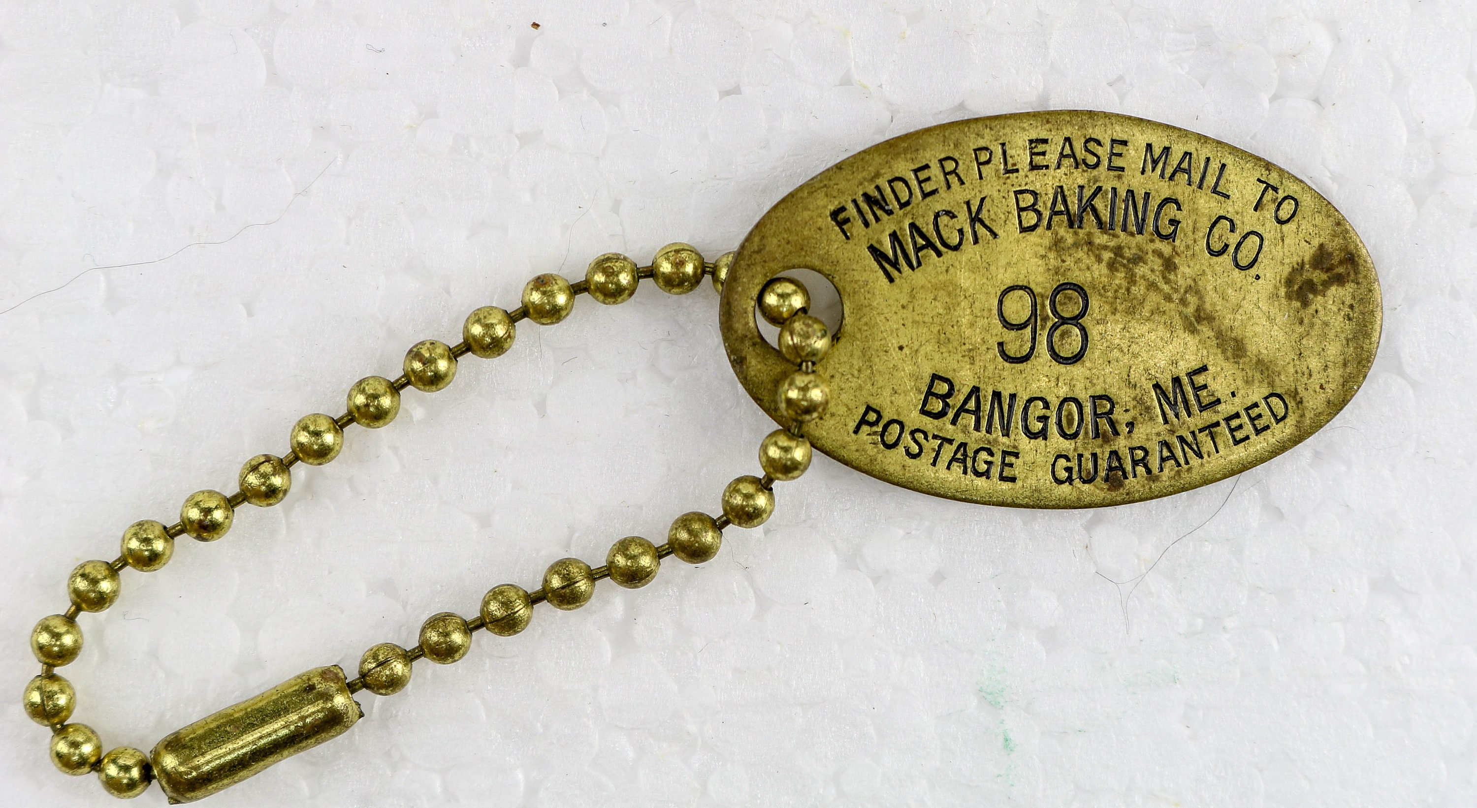 Industrial Vintage Brass/tool/key Tag Number 98 MACK BAKING CO. Bangor ...