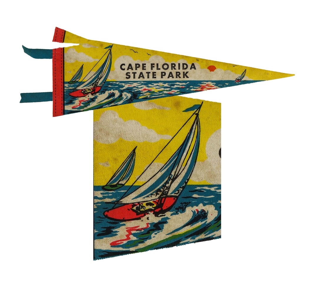 Vintage Souvenir Pennant CAPE FLORIDA STATE Park Miami Dade County ...