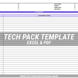 TECH PACK TEMPLATE 9 Pages for Fashion + Apparel Technical Design ...