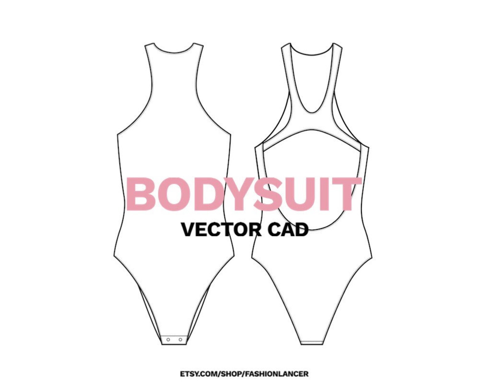 Racerback Bodysuit / Bathing Suit / Swimsuit CAD Sketch Digital ...