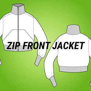 Zip up Jacket / Zip Front Sweatshirt / Sweater CAD Sketch Digital ...
