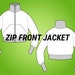 Zip up Jacket / Zip Front Sweatshirt / Sweater CAD Sketch Digital ...