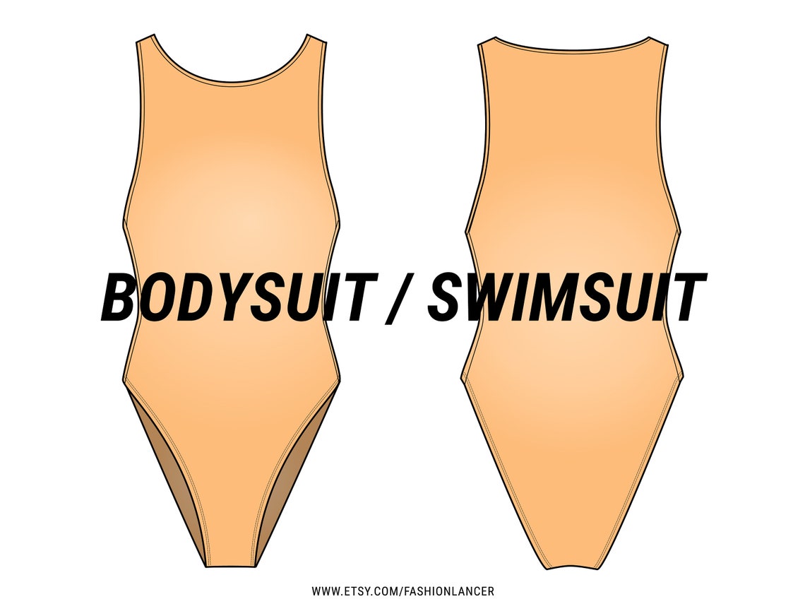 Bodysuit / Bathing Suit / Swimsuit CAD Sketch Digital Illustration ...