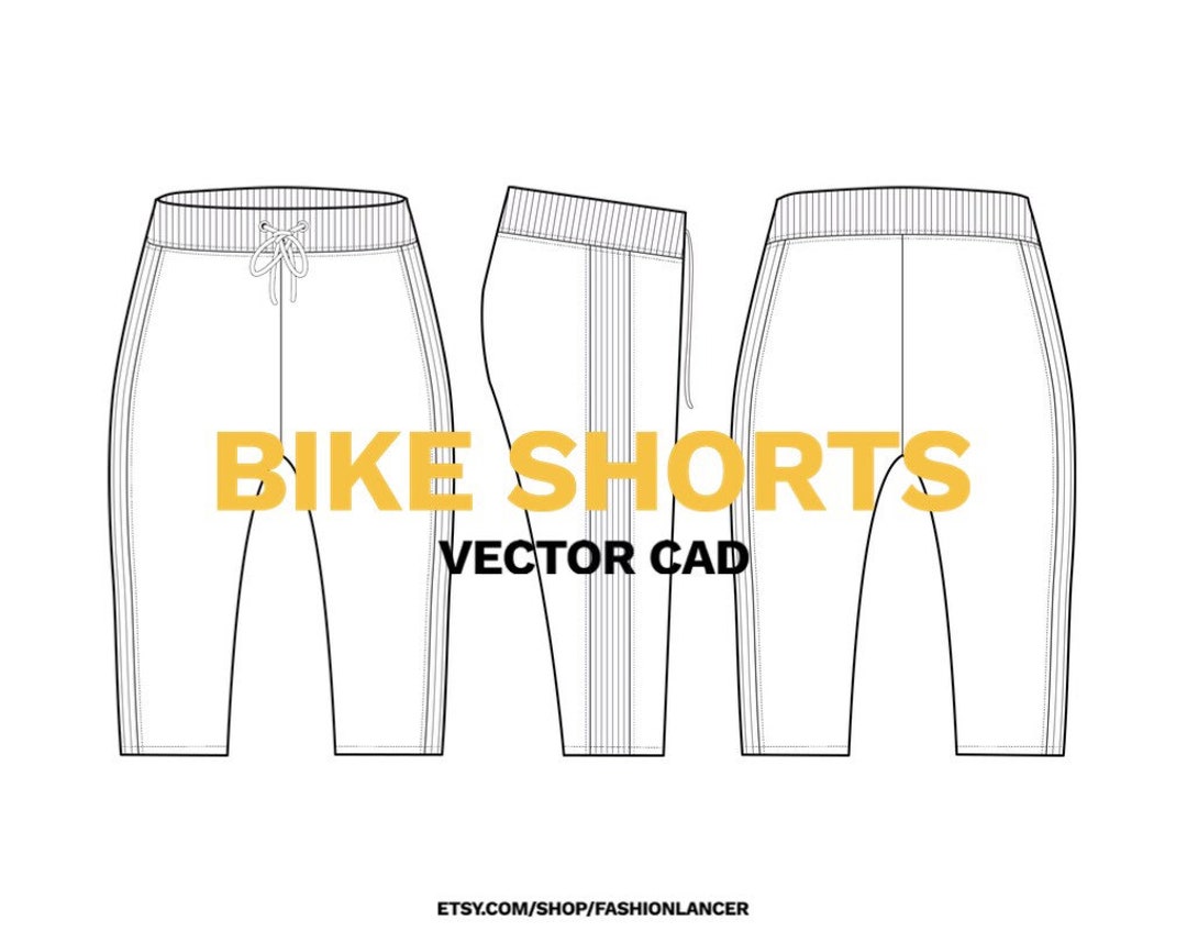 Bike Shorts • CAD Fashion Flat Sketch • Digital Illustration Vector ...