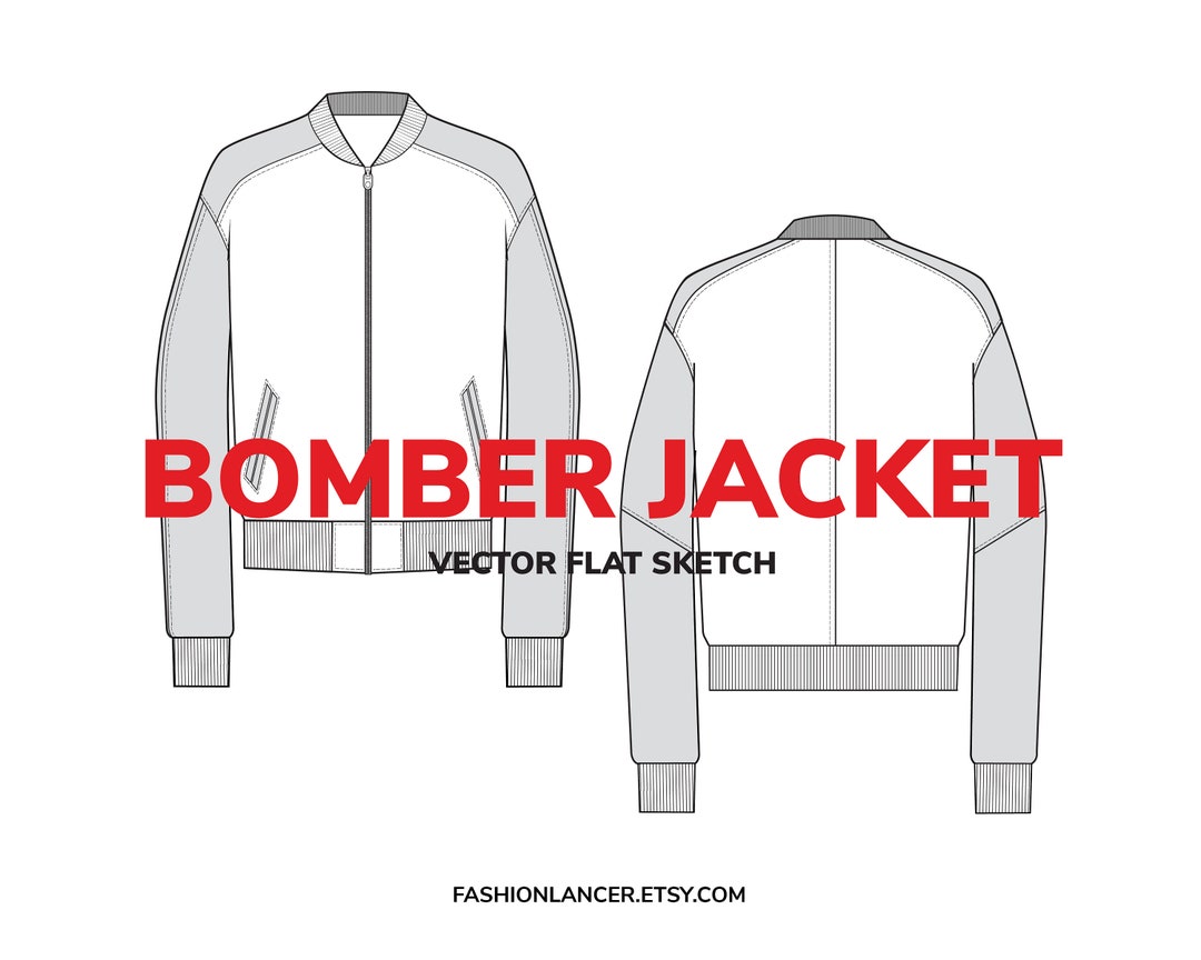 Bomber Jacket • CAD Sketch Digital Illustration Vector File (AI) - Etsy
