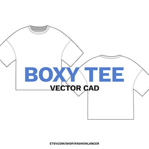 Boxy Short Sleeve Tshirt CAD Flat Sketch Digital Fashion Illustration ...