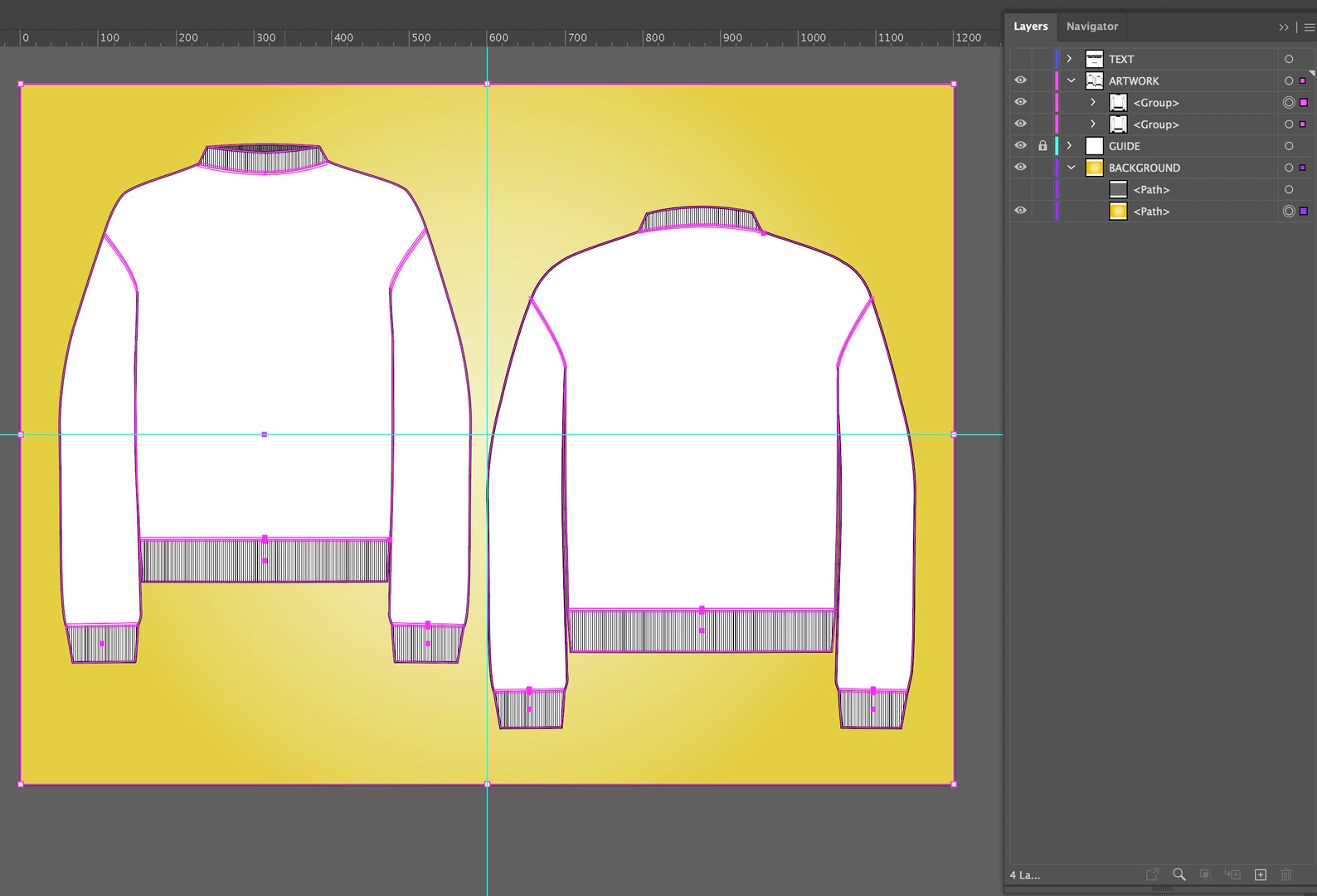 Long Sleeve Tshirt / Sweatshirt / Unisex Mock Neck Tee CAD Flat Sketch ...