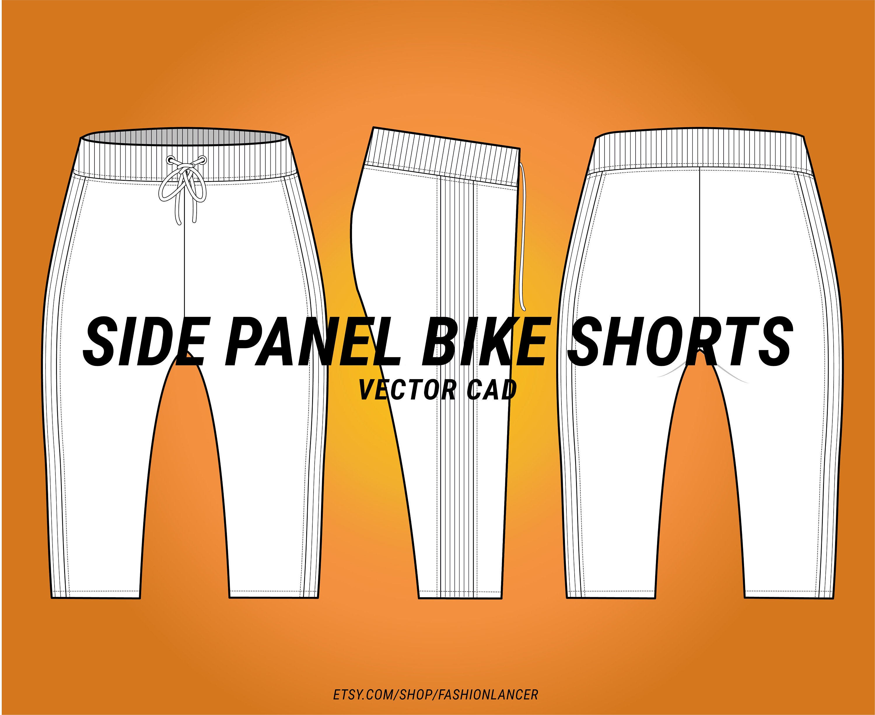 Bike Shorts • CAD Fashion Flat Sketch • Digital Illustration Vector ...