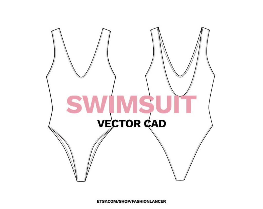 Tank Scoop Neck Bodysuit / Bathing Suit / Swimsuit CAD Sketch Digital ...