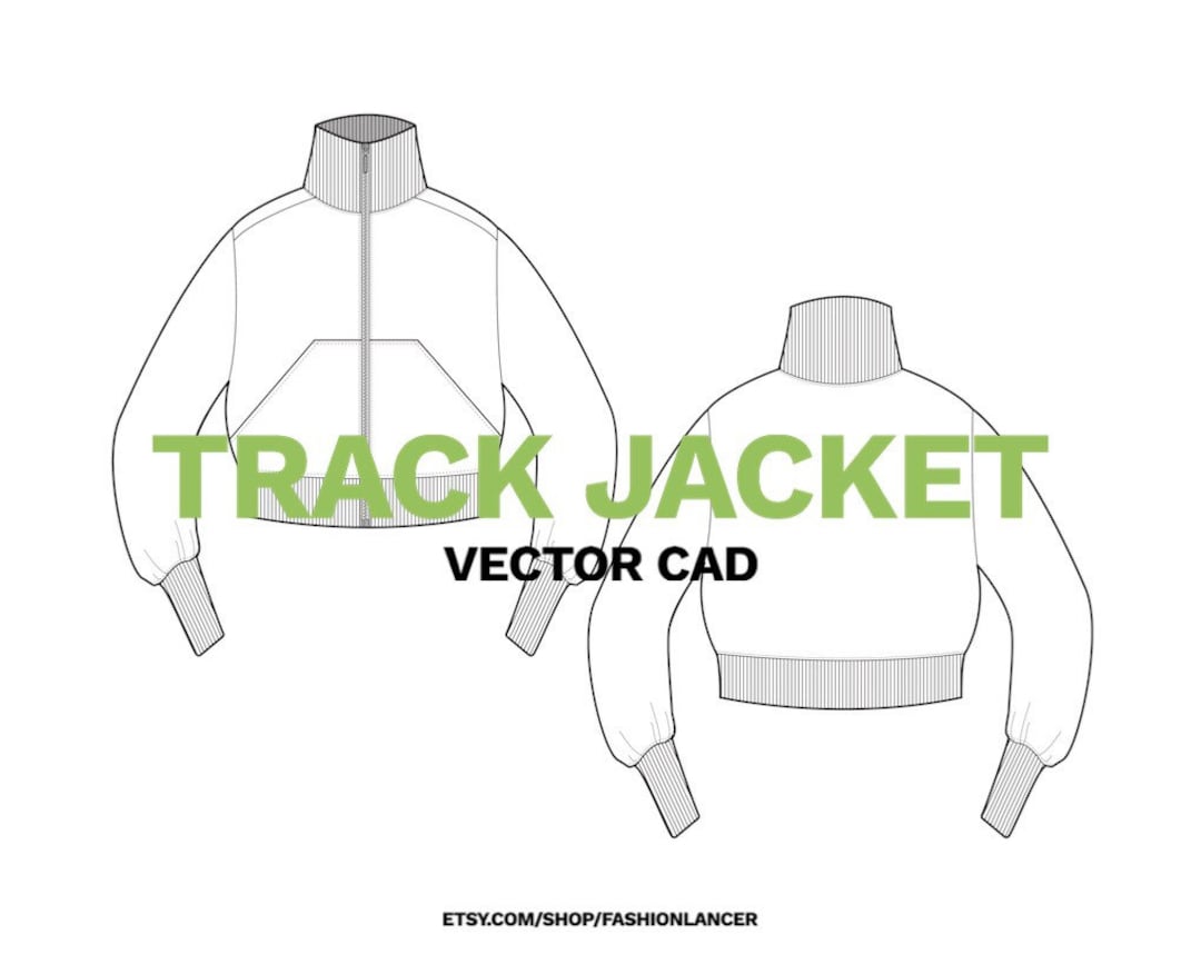Zip up Jacket / Zip Front Sweatshirt / Sweater CAD Sketch Digital ...