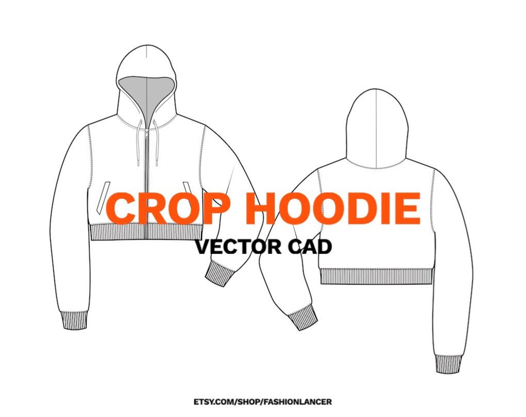 Zip up Hoodie Sweatshirt CAD Sketch Digital Illustration Vector File AI ...