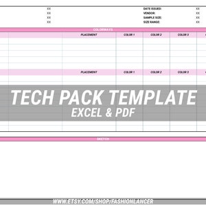 TECH PACK TEMPLATE 9 Pages for Fashion + Apparel Technical Design ...