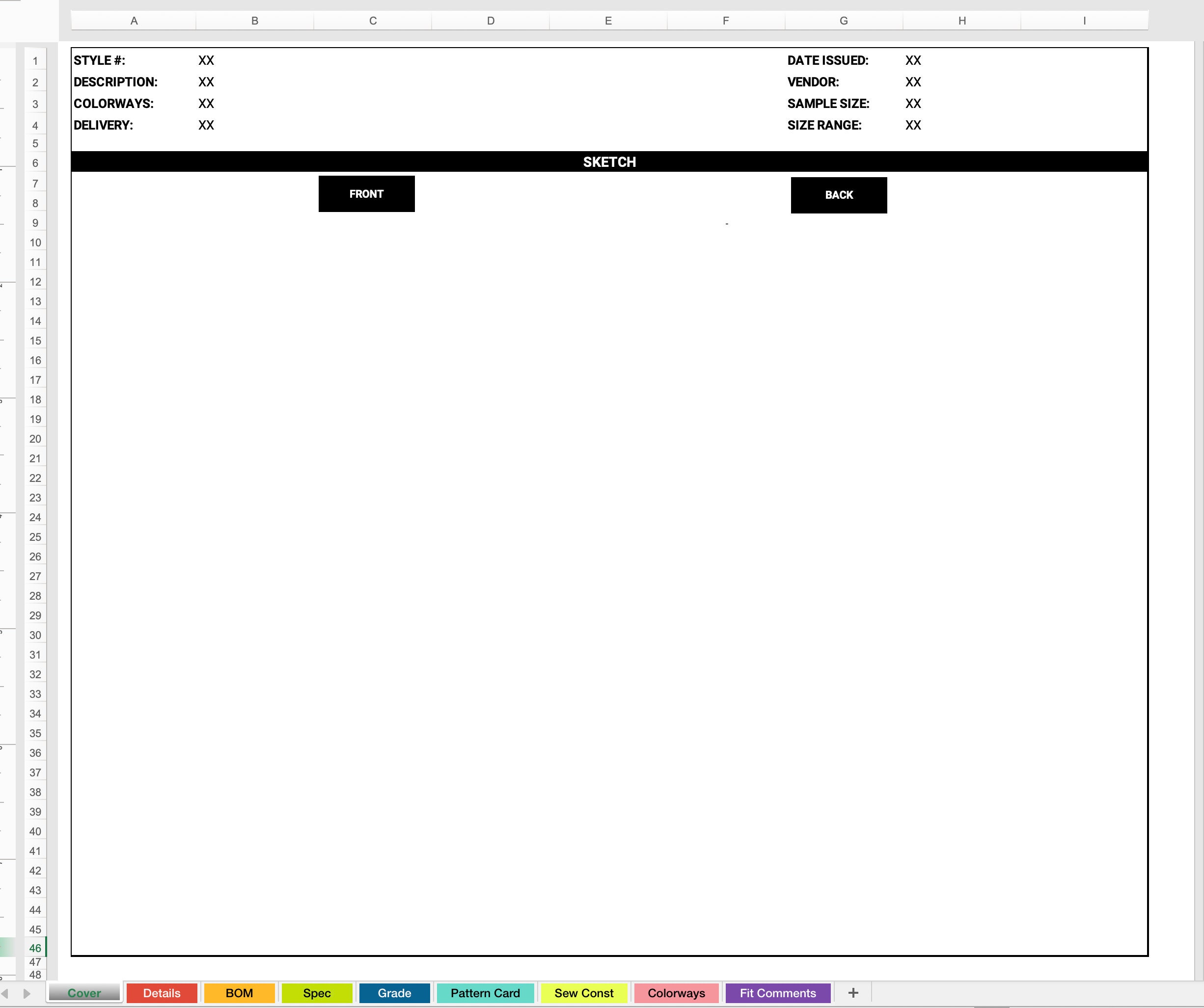 TECH PACK TEMPLATE 9 Pages for Fashion + Apparel Technical Design ...