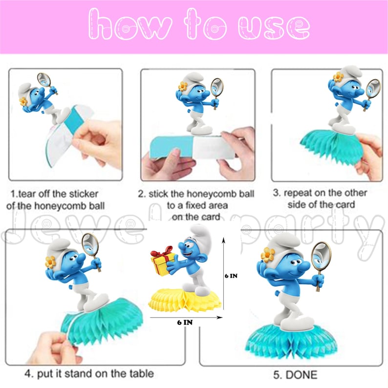 The Smurfs Tableware Honeycomb Table & Hanging Swirls for Theme Party ...