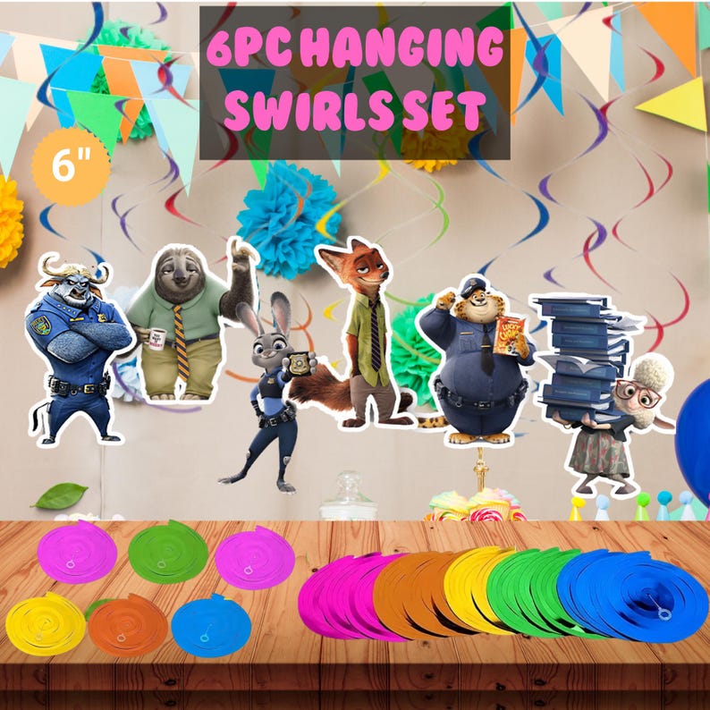 Zootopia Tableware Honeycomb Table Hanging Swirls Theme Party ...