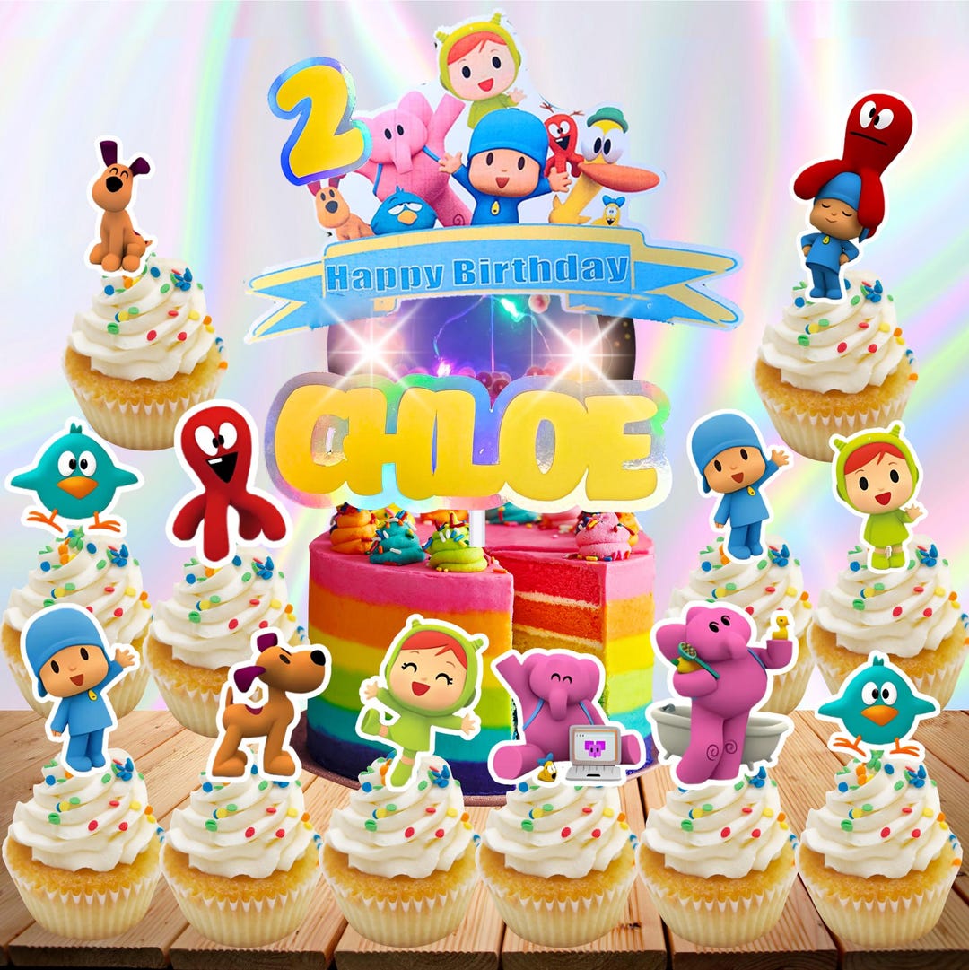 Custom POCOYO Cake Topper Cupcake Toppers for Theme Party Decoration ...