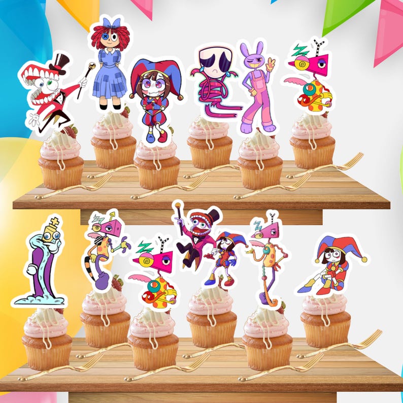 Custom Diggy Circus Clown Cake Topper Cupcake Toppers for Theme Party ...