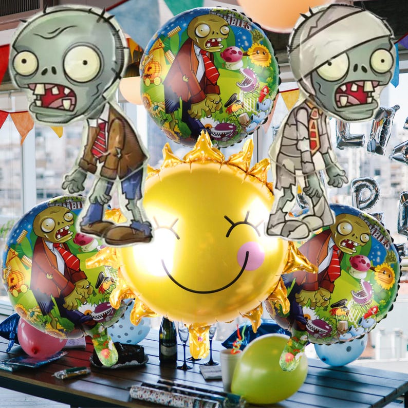 PVZ Bouquet Latex Foil Balloons for Theme Party Decoration Centerpiece ...
