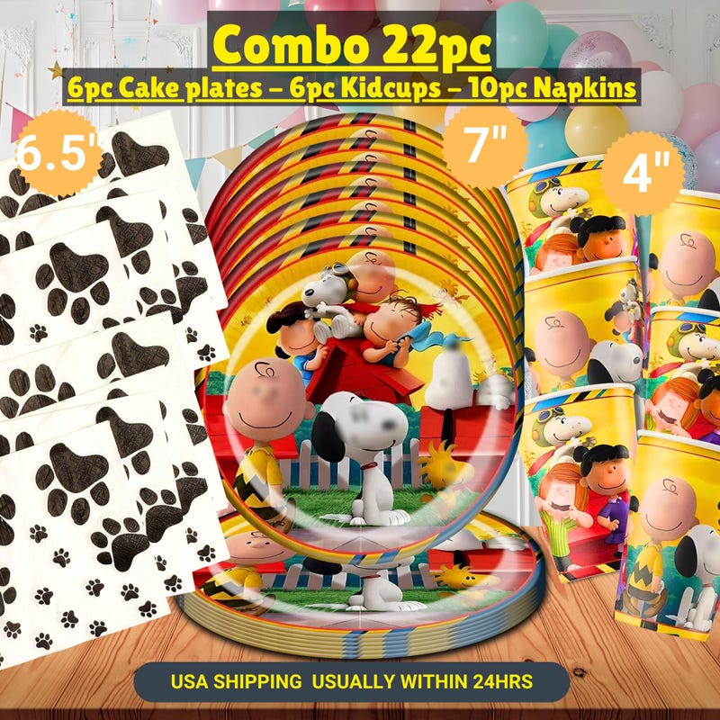 Snoopy Party Paper Plates - Etsy