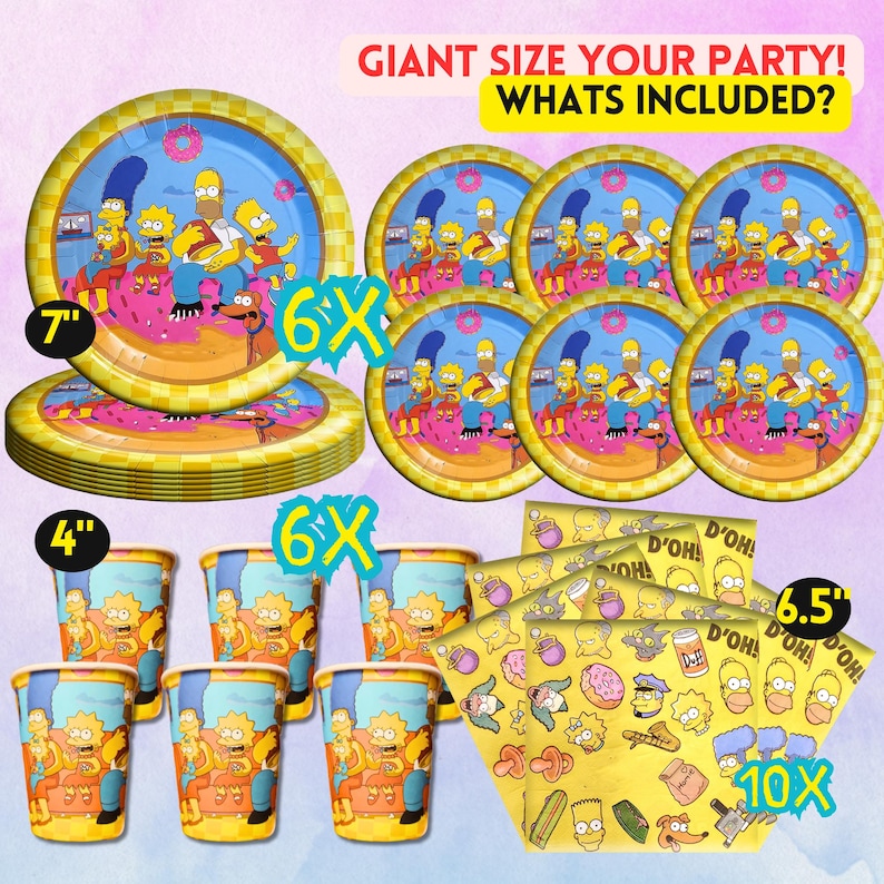 Simpsons Tableware Honeycomb Table & Hanging Swirls for Theme Party ...